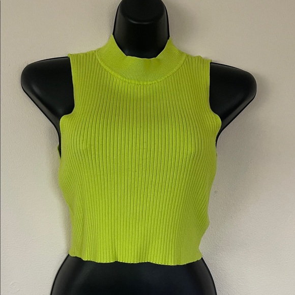 H&M | Tops | Hm Neon Green Ribbed Tank Top | Poshmark